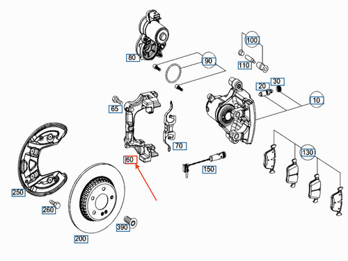 MB C W205 REAR RIGHT DISC BRAKE CALIPER BRACKET CARRIER A2054230206 NO ...
