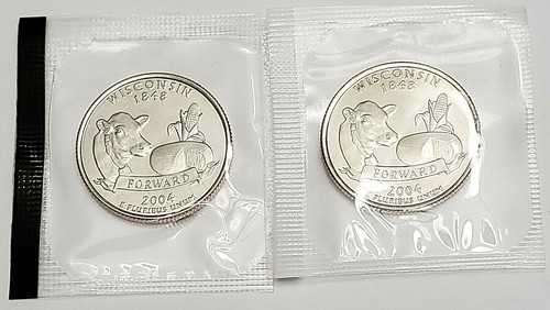 2004 P & D Wisconsin Quarter Set (2 Coins) *MINT CELLO* **FREE SHIPPING ...