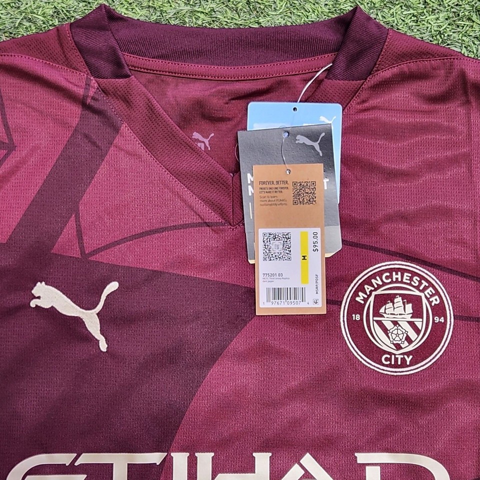 Puma Manchester City 3RD 24-25 Men's Soccer Jersey Maroon-Gold | eBay