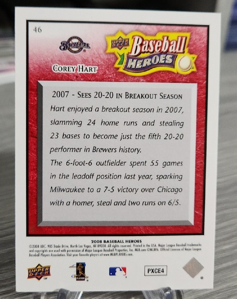 Corey Hart 2008 Upper Deck Baseball Heroes Red /249 #46 Milwaukee ...