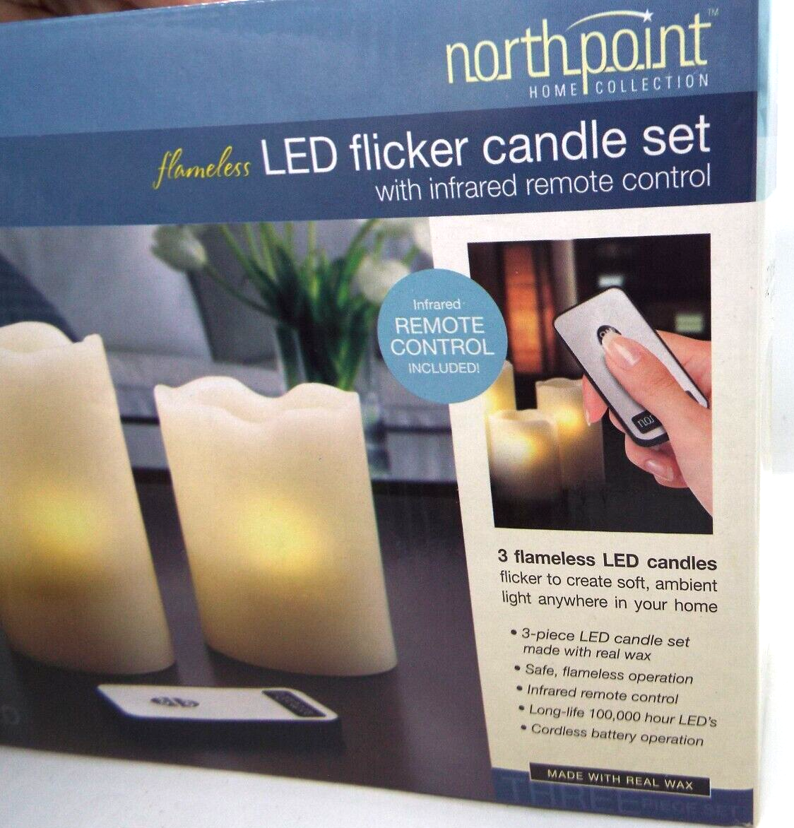 Northpoint Flameless Led Flicker Candle Set of 3 W/Infrared Remote ...