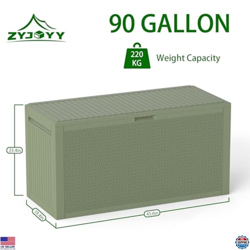 90 Gallon Olive Green Waterproof Resin Outdoor Storage Box - Lockable ...