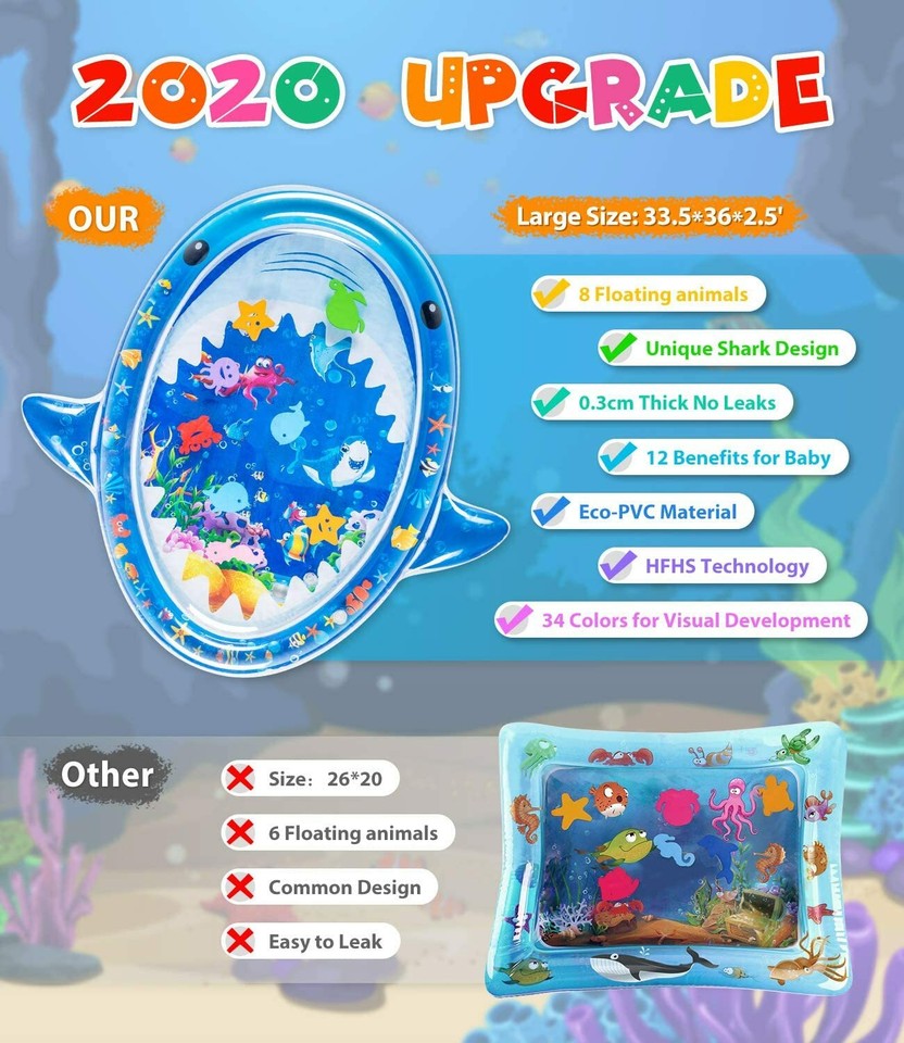 Baby Water Mat, Infant Toys Unique Shark Shape Infant Baby Toys (XL 36 ...