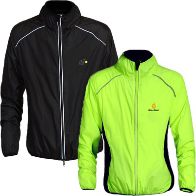 MTB Biker Cycling Jacket Mens Running Waterproof Reflective Wind Coat ...
