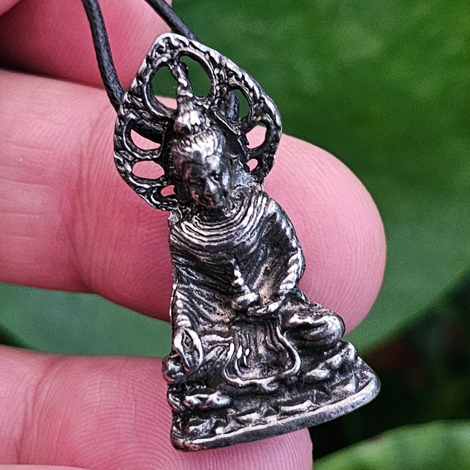 Medicine Buddha Necklace Pendant Indian God Cord Lace Amida Buddha ...