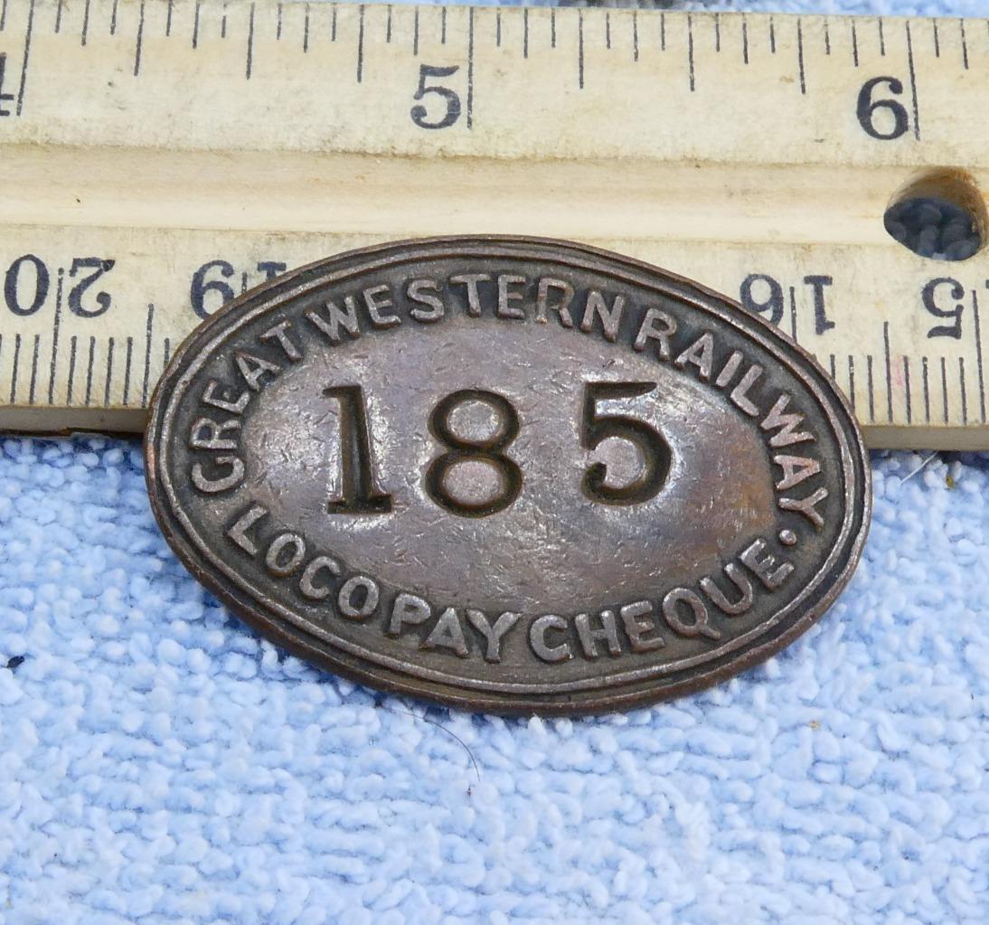 OLD GWR GREAT WESTERN RAILWAY LOCO PAY CHEQUE CHECK 185 TOKEN | eBay