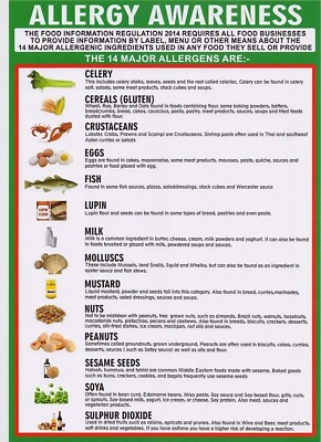 SFBB Food Standards 1 x Food Allergy Sign & 1x Dishes & Allergen Chart ...