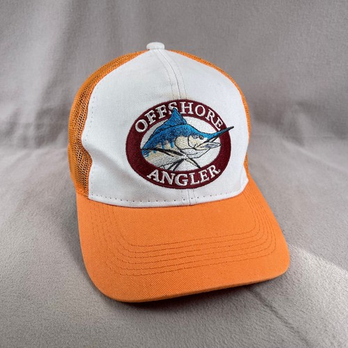 Offshore Angler Hat Mens Orange Trucker Cap Mesh Embroidered Fishing ...