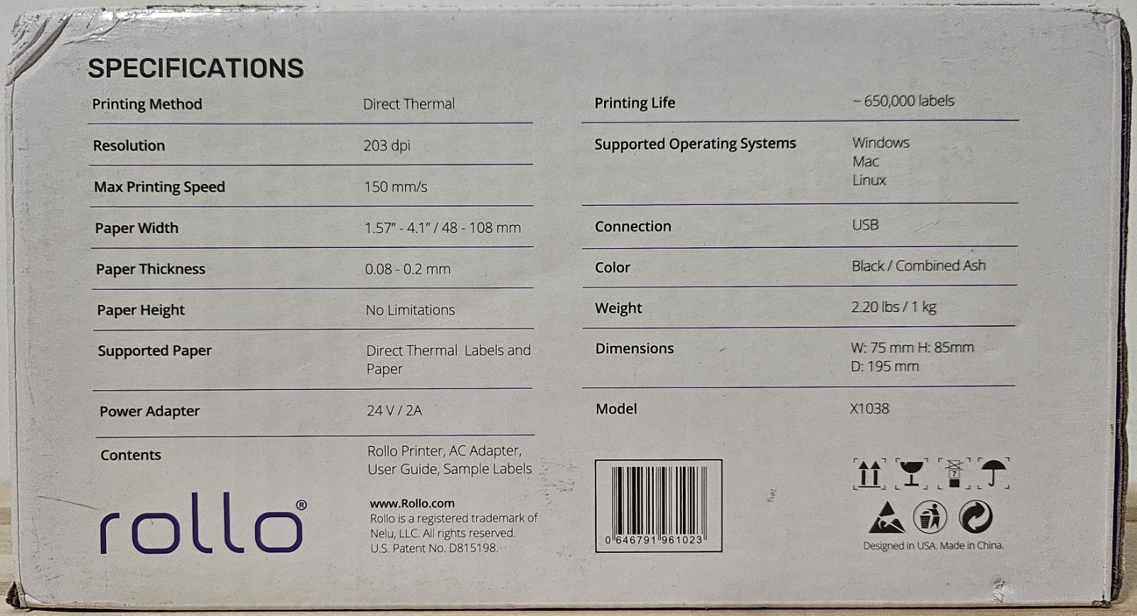 Rollo X1038 Label Printer for sale online | eBay