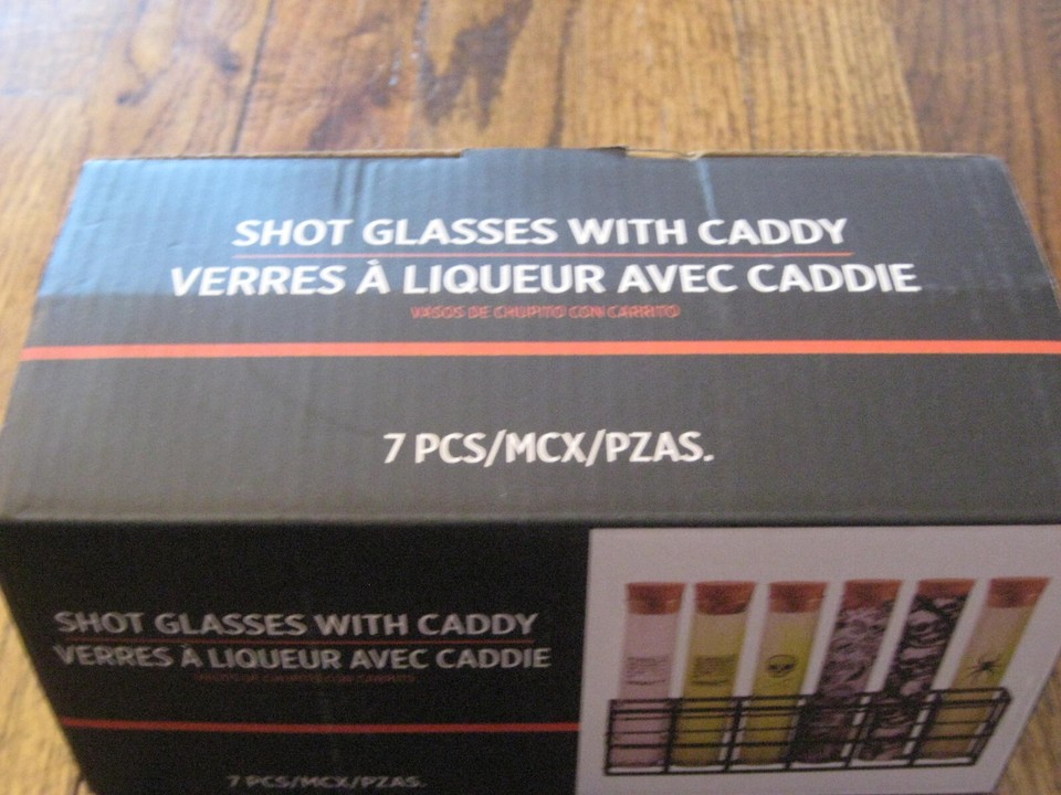 Halloween Test Tube Shot Glass Set of 6 With Caddy- New! Day of the ...