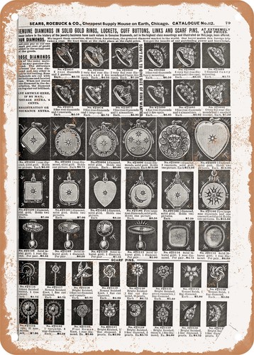 METAL SIGN - 1902 Sears Catalog Lockets Page 89 - Vintage Rusty Look | eBay