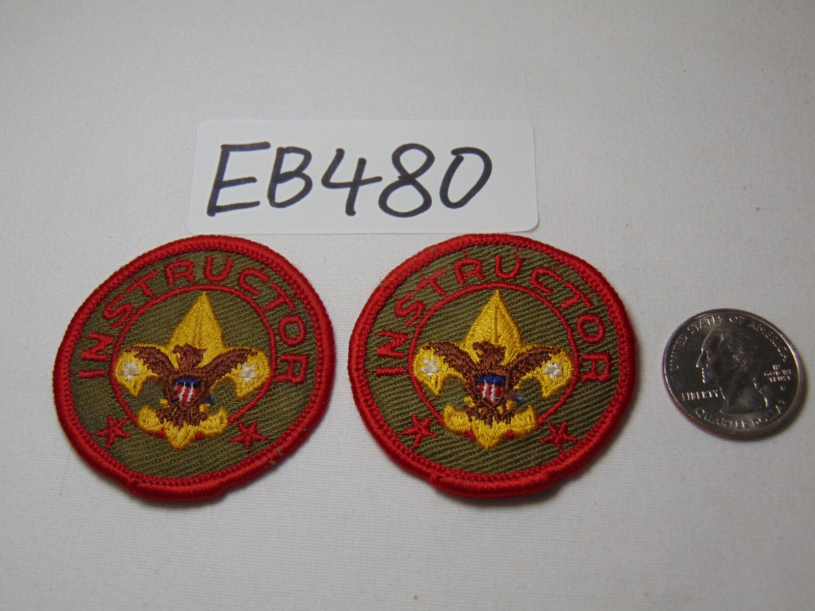 Boy Scout Patch BSA Scouting 1960's Lot of 2 Instructor Red On Olive ...