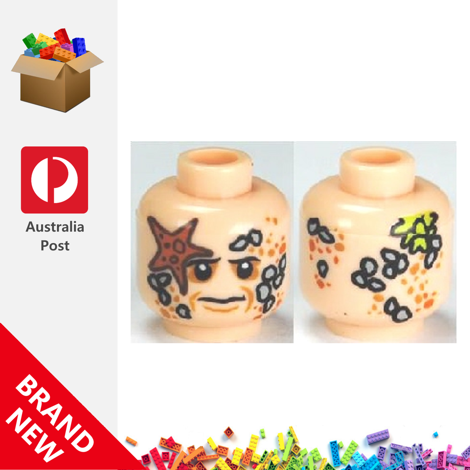 Genuine LEGO™ Light Nougat Minifigure Head PotC Bootstrap Bill 3626 ...