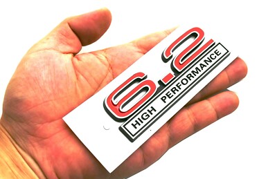 1pc 6.2 Liter High Performance Engine Emblems Badge 3D Decals Chrome ...