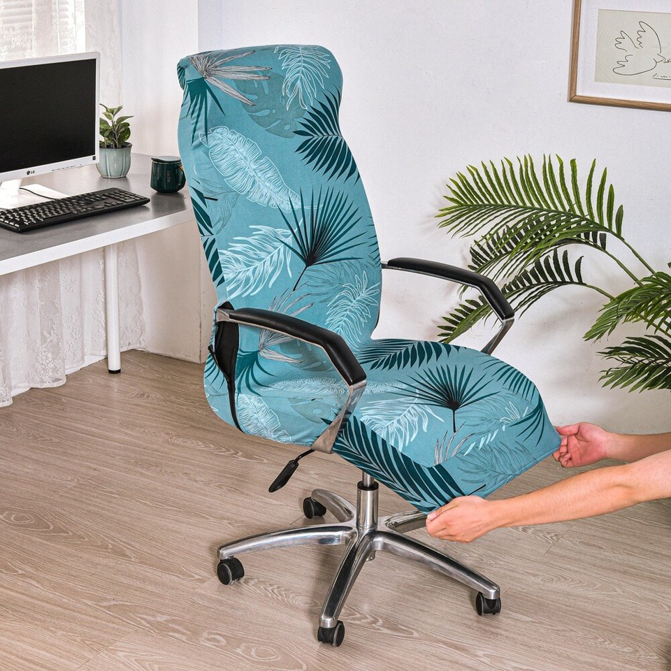Printed Office Chair Cover Stretch Computer Rotate Seat Slipcover for ...