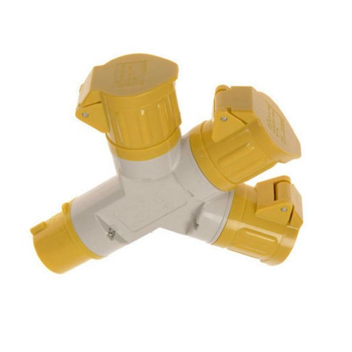 Yellow 110V 3 Way Electric Power Splitter Y Connector 16A Site ...