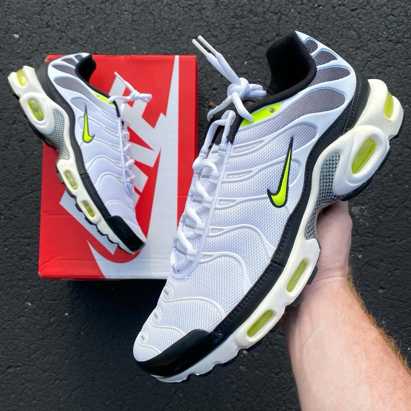 Nike Air Max Plus Tn “Venom” White Volt Neon Black Me… - Gem