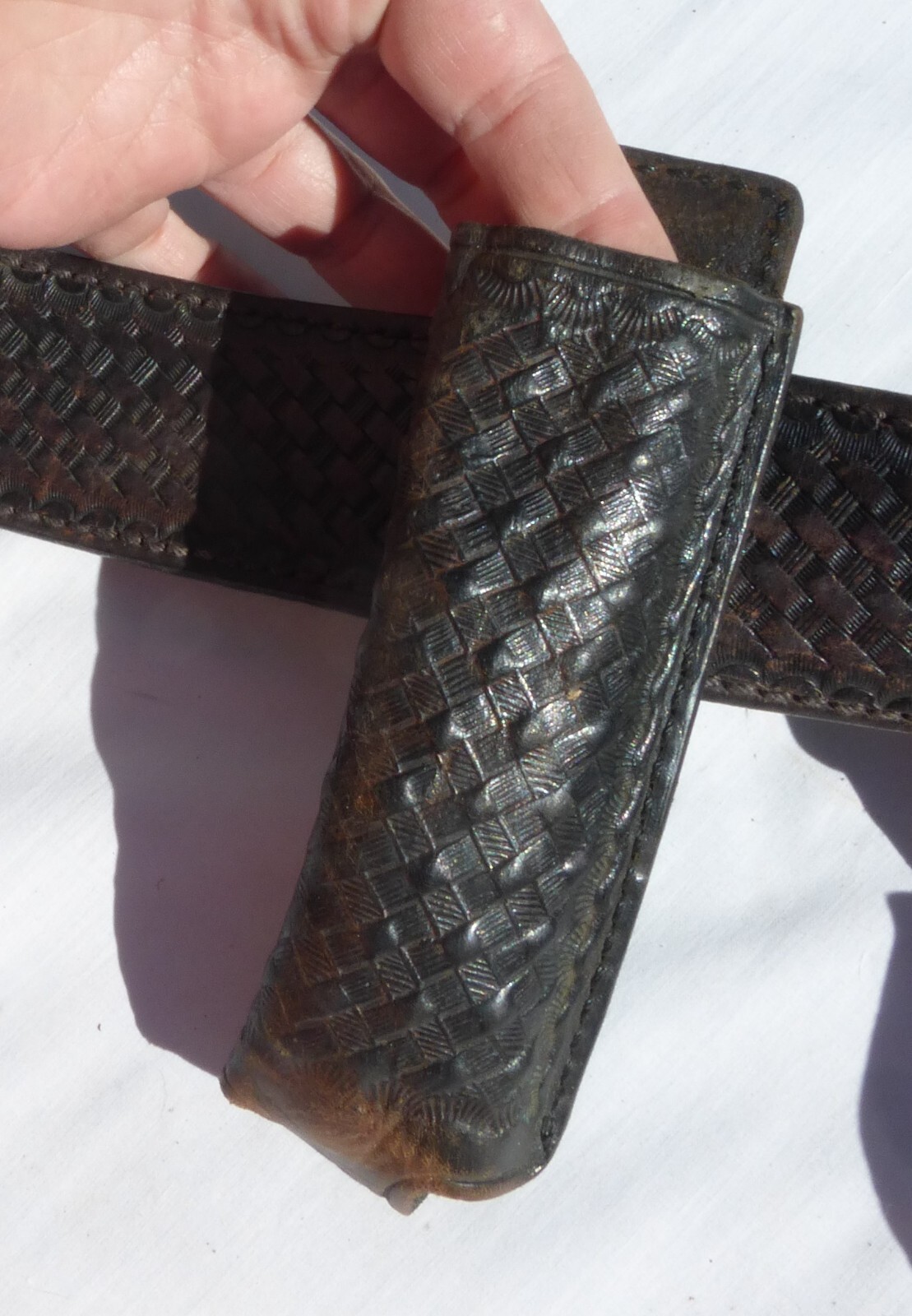 Bianchi B2C 40 Leather Sam Brown Belt Galls Handcuff Case Radio Case ...