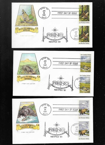 US FDC FIRST DAY COVERS WILDLIFE HABITATS 1981 SET OF 4 DUAL | eBay