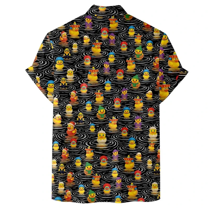 Rubber Duck Hawaiian Shirt Funny Cartoon Ducks Water Pattern Summer ...