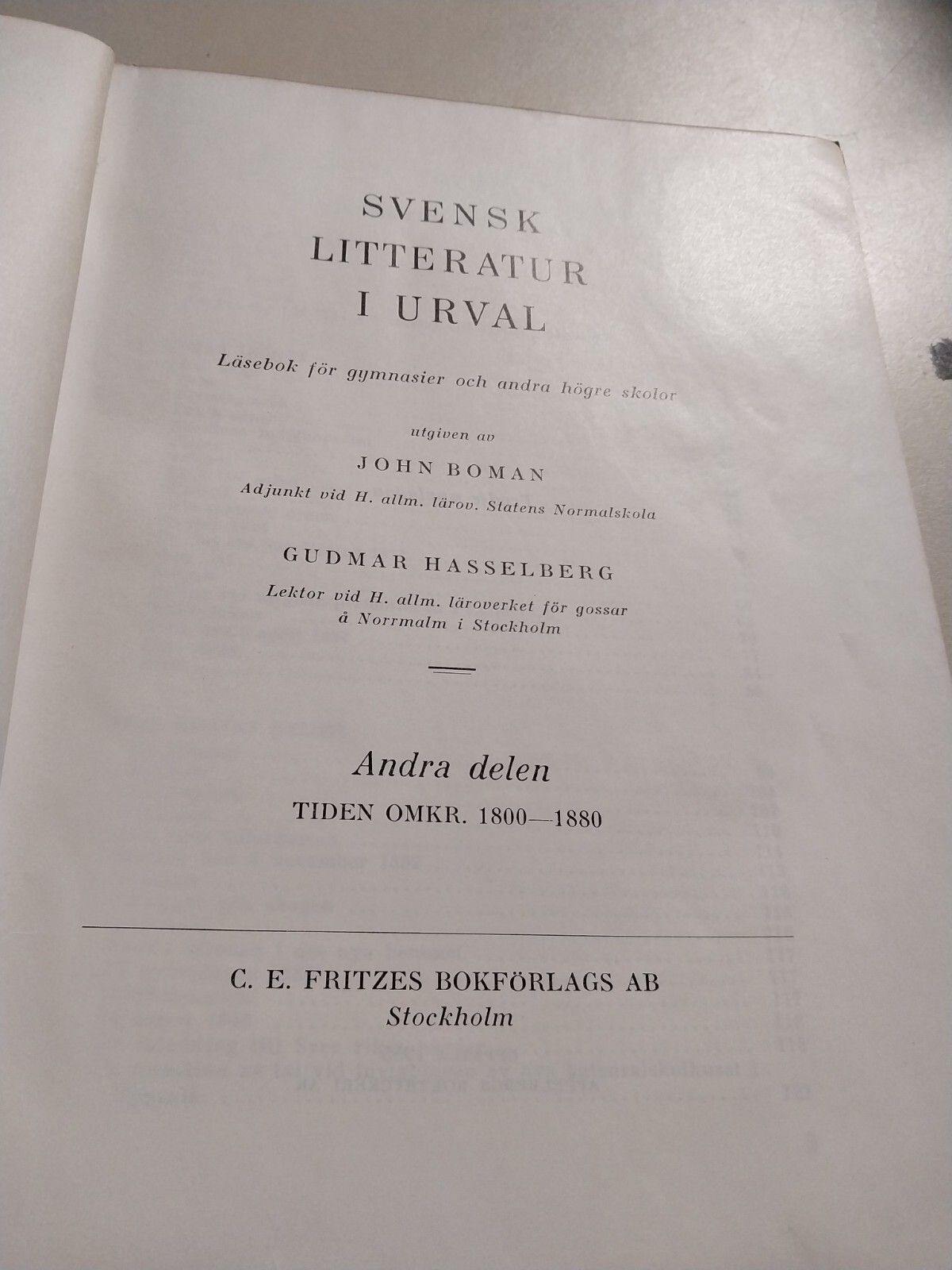 svensk litteratur i urval by john boman (hardcover book) SWEDISH ...