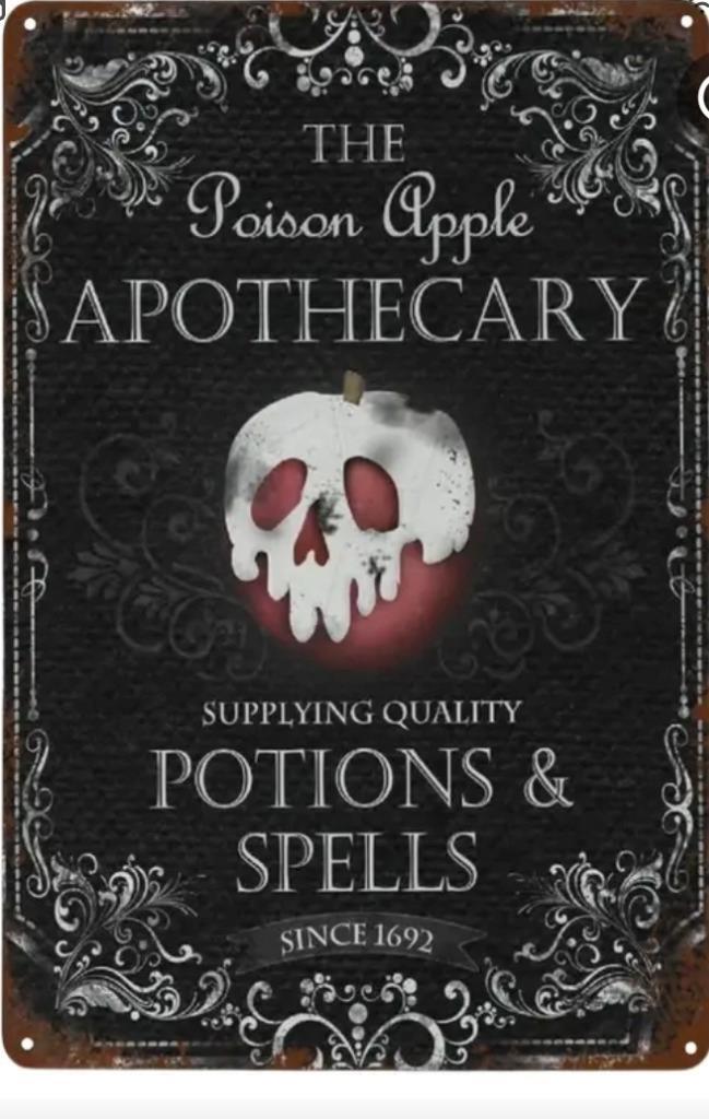 New Poison Apple Apothecary Spells &Potions Metal Wall Sign 11.81" x 7. ...