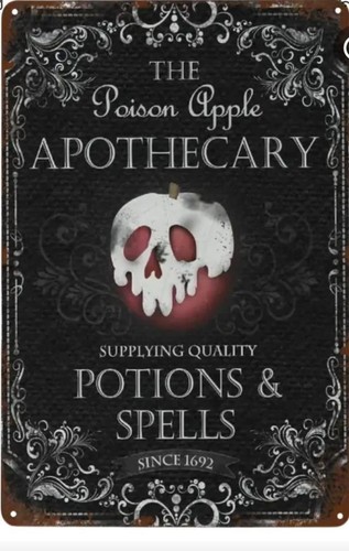 New Poison Apple Apothecary Spells &Potions Metal Wall Sign 11.81" x 7. ...
