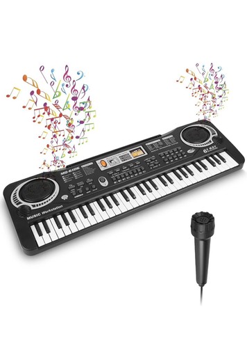 Digital Piano Keyboard 61 Key - Portable Electronic Instrument with Mic ...
