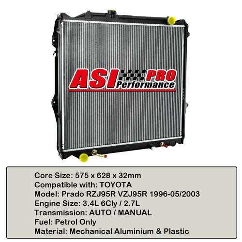 Radiator For TOYOTA Landcruiser Prado VZJ95R ; RZJ95 Petrol 96-5/2003 ...