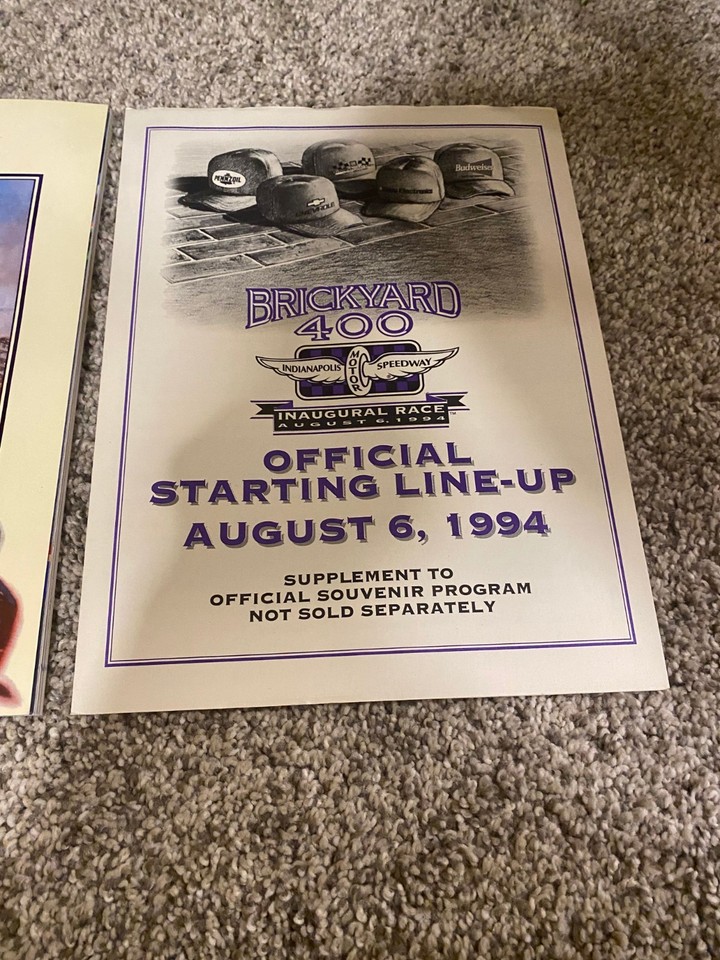 Brickyard 400 Inaugural Race August 6, 1994: Official Program Lineup ...