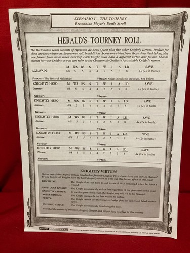 Warhammer Fantasy Battle Battle Scroll Bretonnia Vs. Wood Elves ...