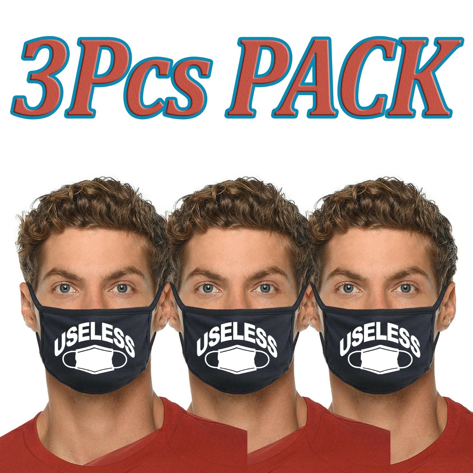 3Pcs USELESS Face Mask Funniest Fabric Cotton Cloth Cover Funny Trump ...