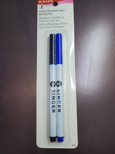 Singer~ Fineline Pair of Permanent Fabric Marking Pens-1 BLUE & 1 BLACK ...