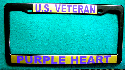 License Plate Frame-U.S. VETERAN/PURPLE HEART-Polished ABS- #3366PG | eBay