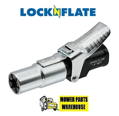 LockNFlate LOCKING AIR CHUCK COUPLER FOR SCHRADER VALVE 1/4 NPT OPEN ...