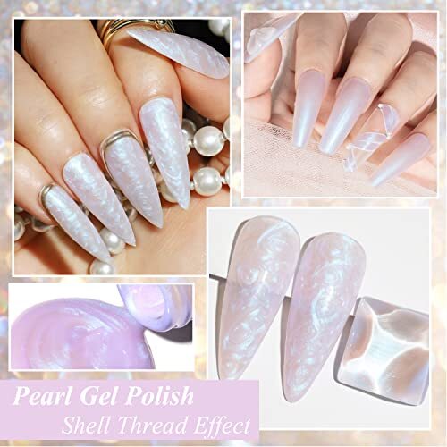 MIZHSE Pearl Gel Nail Polish Glitter Drawing Mermaid Gel Polish Shell ...