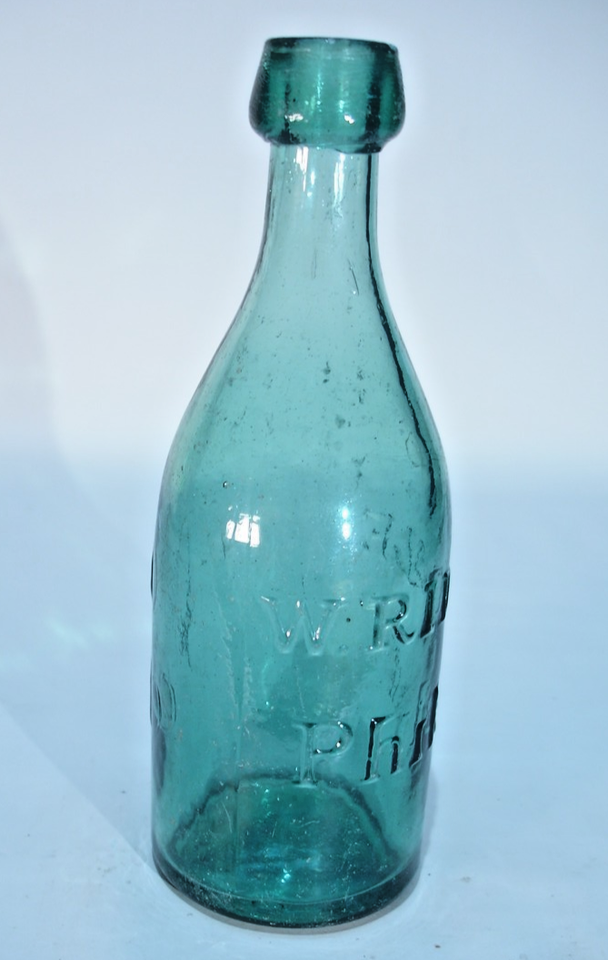 W. RIDDLE PHILADA PONTILED GREEN PONY SODA BEER OR MINERAL WATER BOTTLE ...