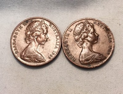 1969 Australia 2 Cent Key Year Circulated X 1 Coin Rare low mintage ...