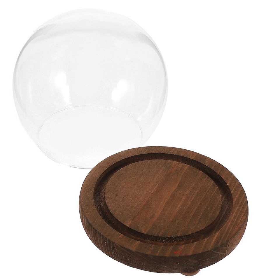 Crystal Sphere Stand Clear Glass Cloche Dome Decor Container Display ...