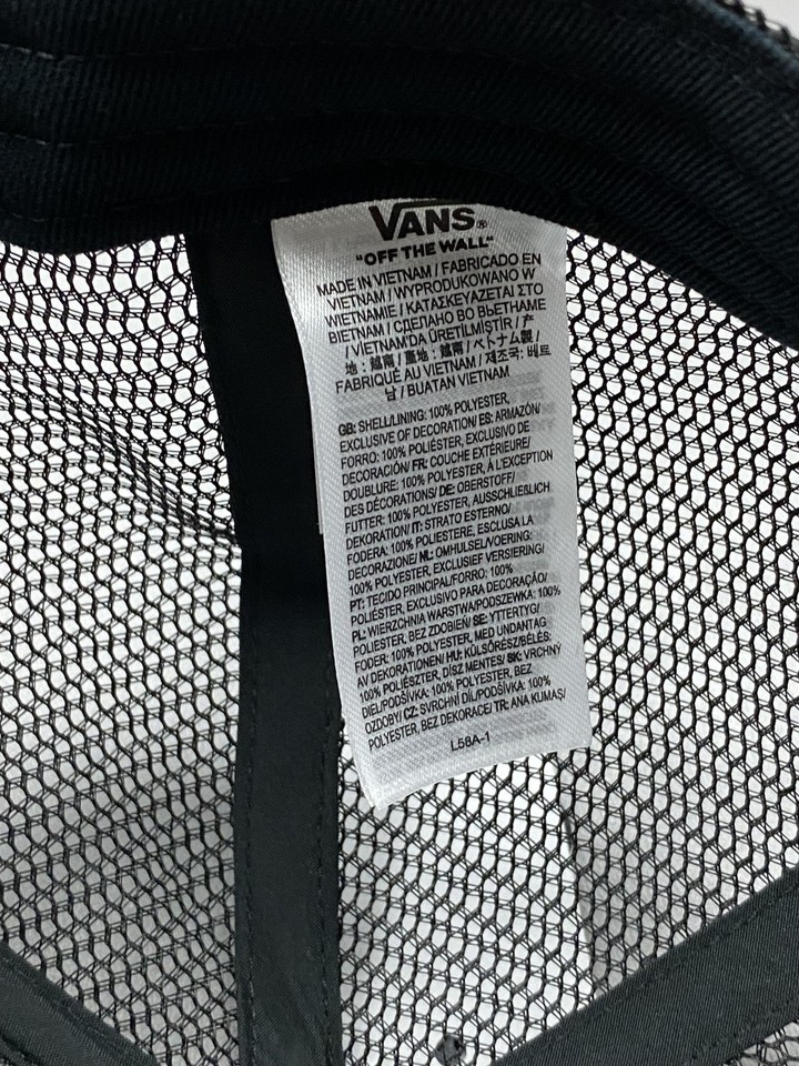 VANS Hat Cap Trucker Snap Back One Size Black White Mesh Classic Patch ...