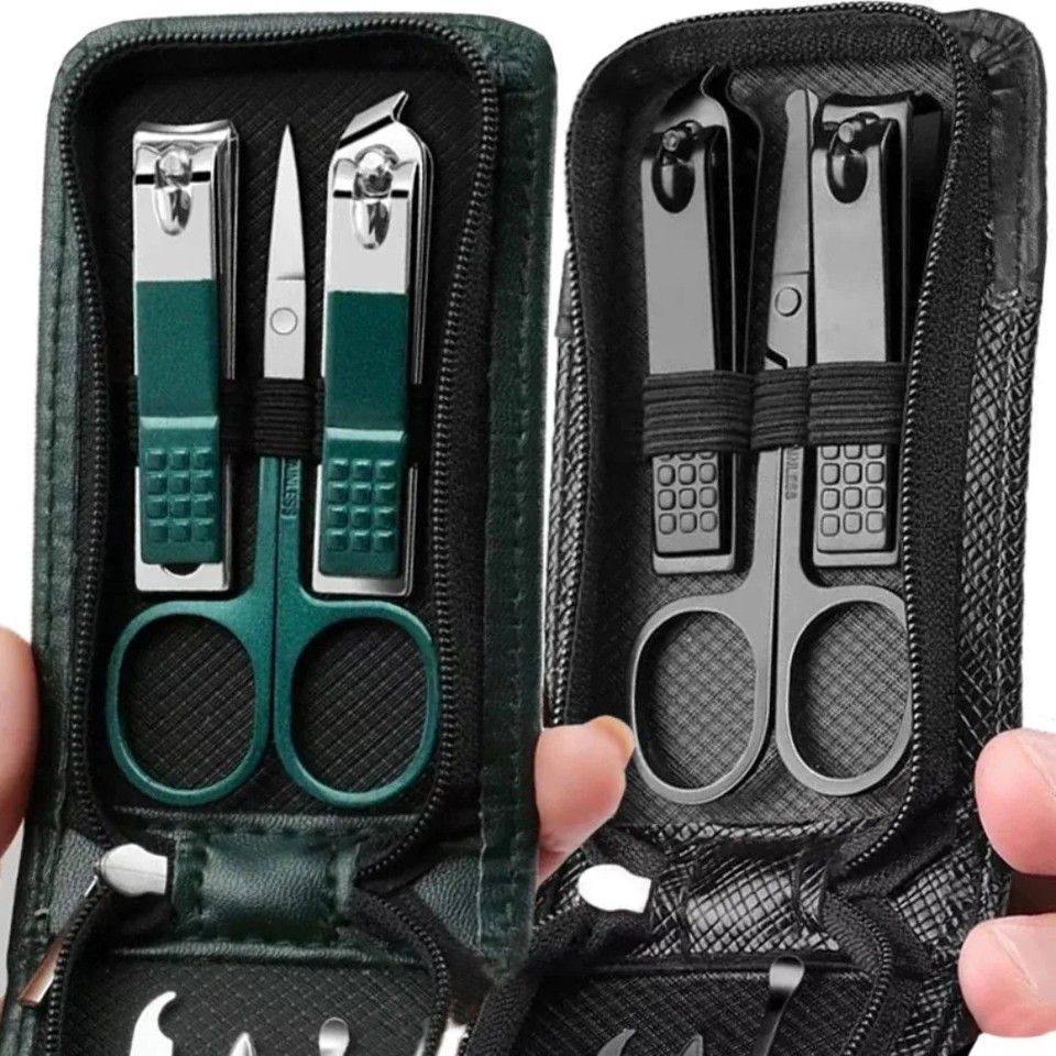 6Pcs Green Black Stainless Steel Manicure Set Portable Nail Clippers ...
