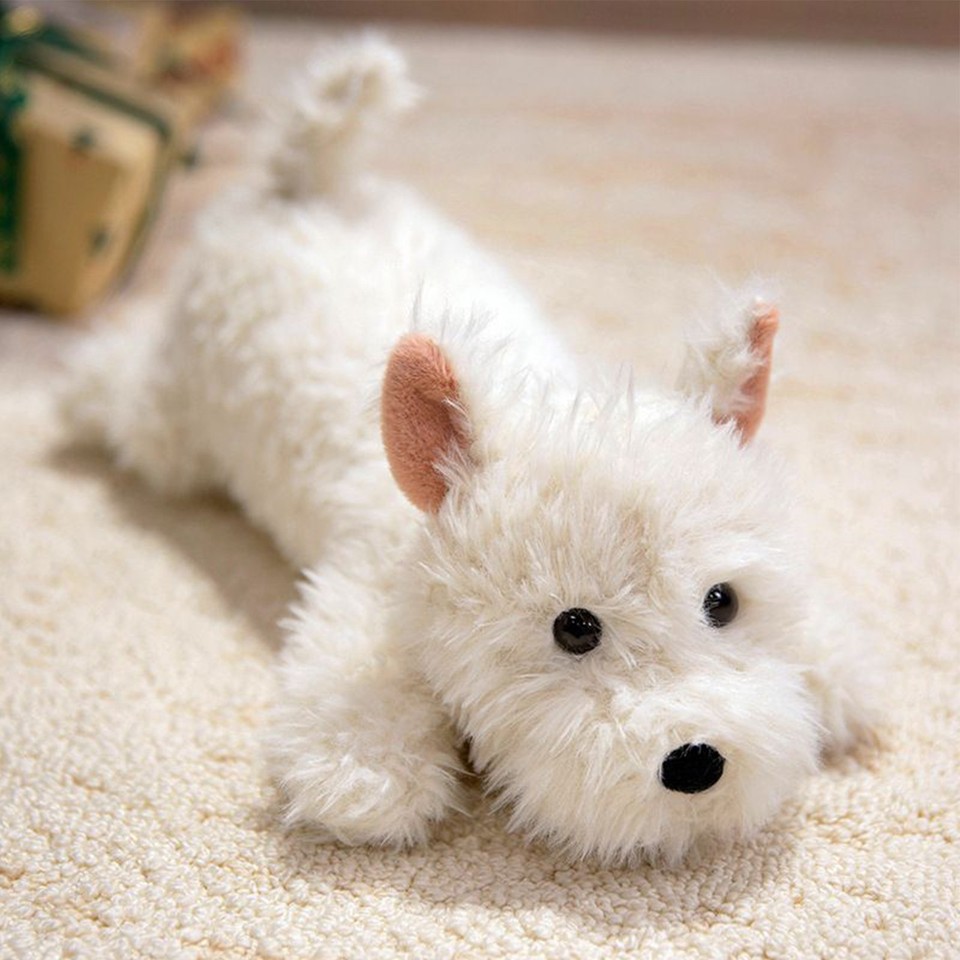 Dog Stuffed Animal Cute Plush Animal Puppy Toy Lying White Dog Soft ...