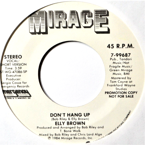 Elly Brown Don't Hang Up R&B 80's Soul EX++ DJ 45 7" Vinyl #A -Check ...