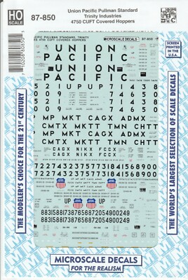 HO Scale Microscale 87-850 Union Pacific UP Covered Hoppers Decal Set ...