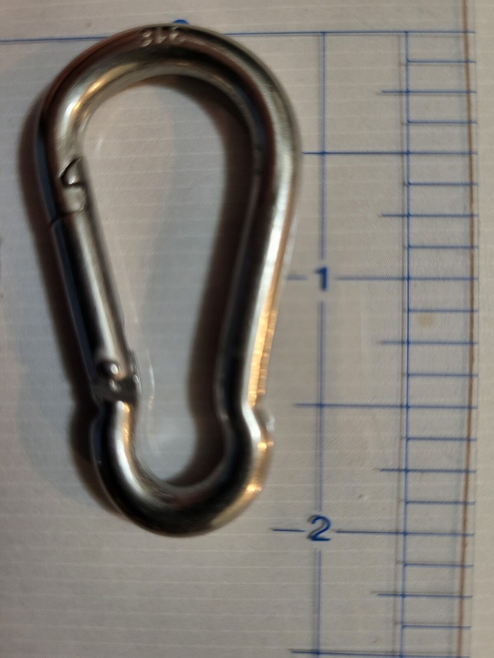 316 Stainless Steel Carabiner Clip Snap Hook Spring 3/16" (5 pack) Key ...