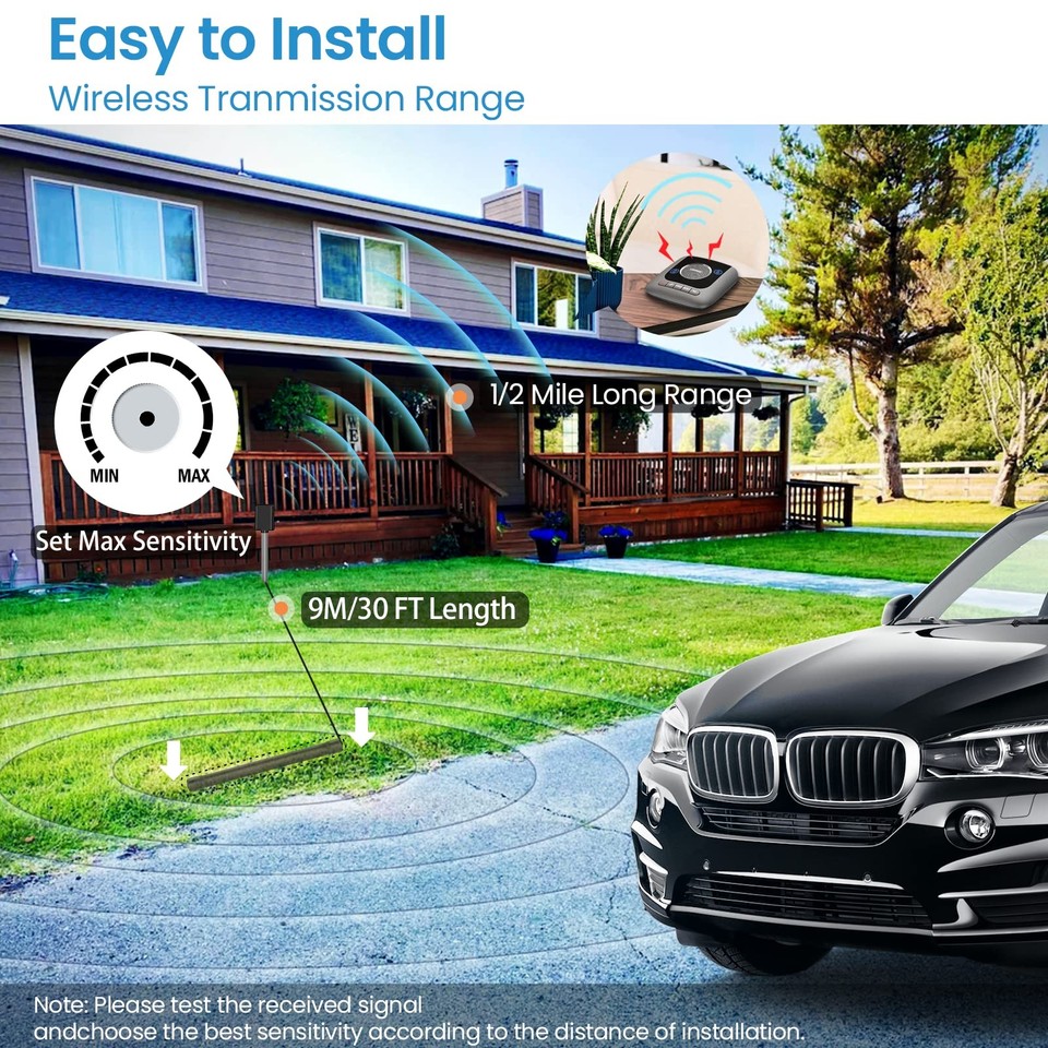 Solar Wireless Driveway Alarm Sensor 1/2 Mile Driveway Alarms Outside ...