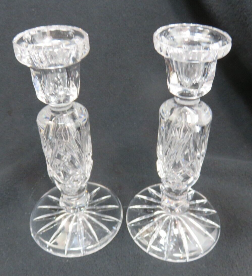 Vintage Elegant Cut Crystal Taper Candle Holder Set 8" Tall | eBay