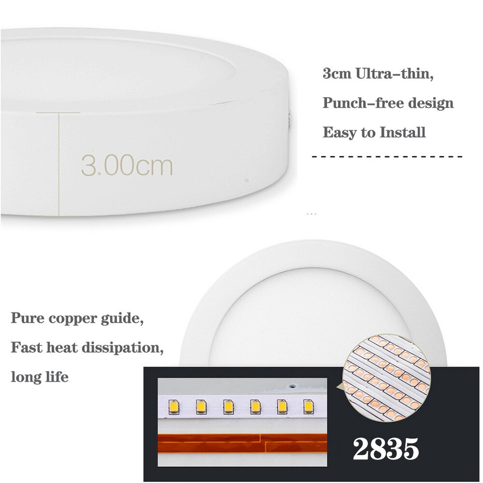 10/25/30W Dimmable Surface Mount LED Panel Light Ceiling Downlight Lamp ...