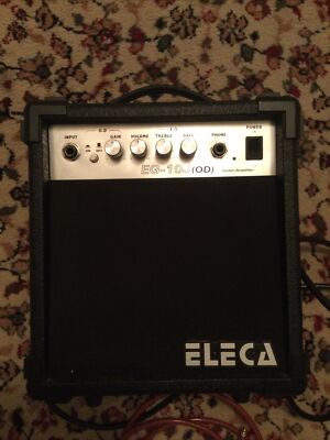 Eleca EG-10J(OD) Electric Guitar Amplifier With 6ft. Guitar Input Line ...