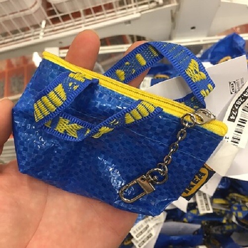IKEA KNÖLIG Keychain Zipper Bag Chain Key Ring Frakta Small Blue Coin ...